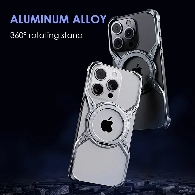 Metalen Aluminium MagSafe Stand Telefoon Case Voor... – Vicedeal