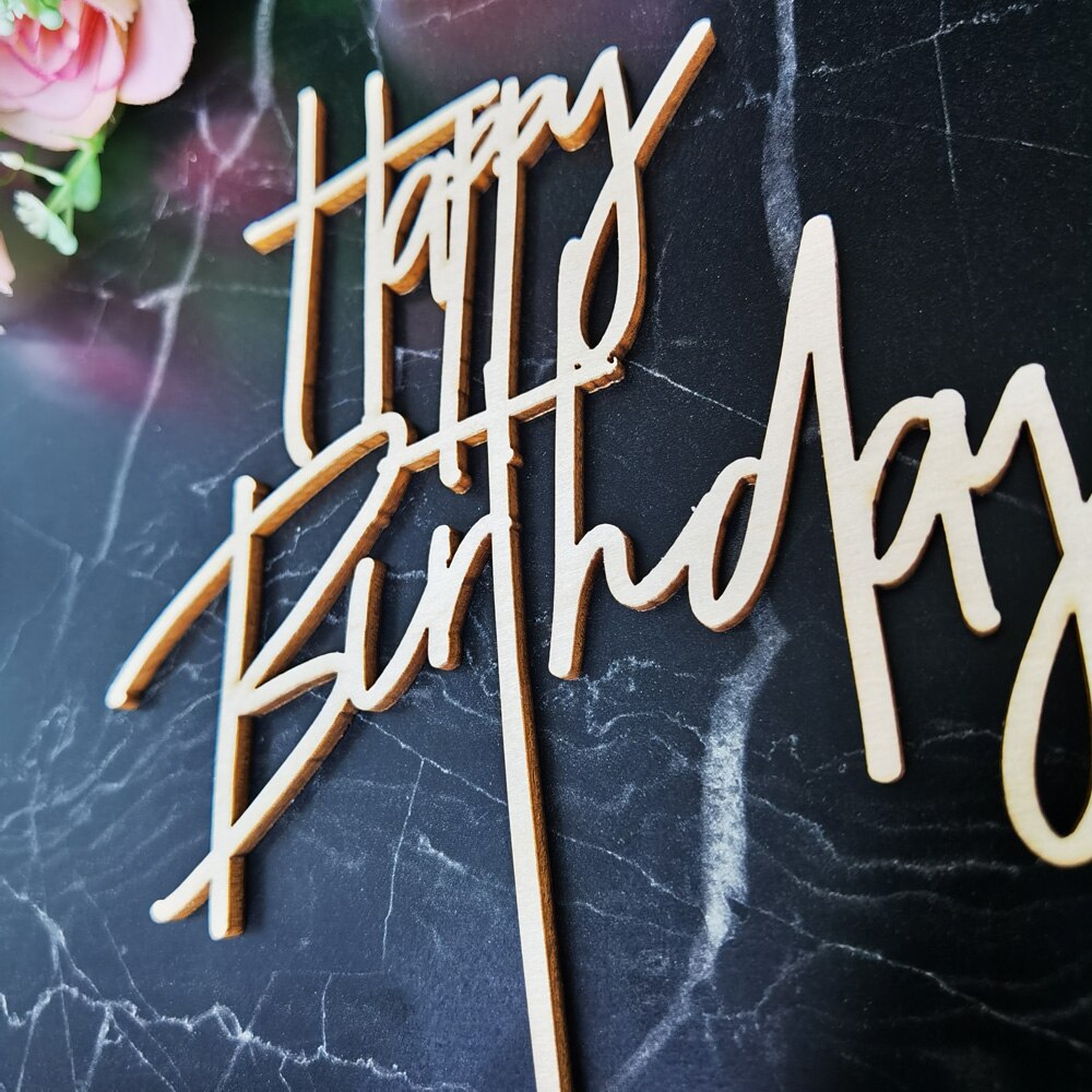 Wooden Acylic Happy Birthday Cake Topper Mirror Ro... – Grandado