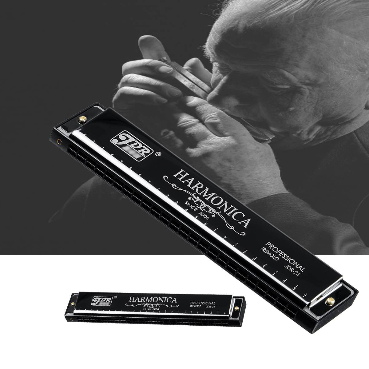 rofessional 24 Holes Harmonica C Key Metal Harmoni... – Grandado