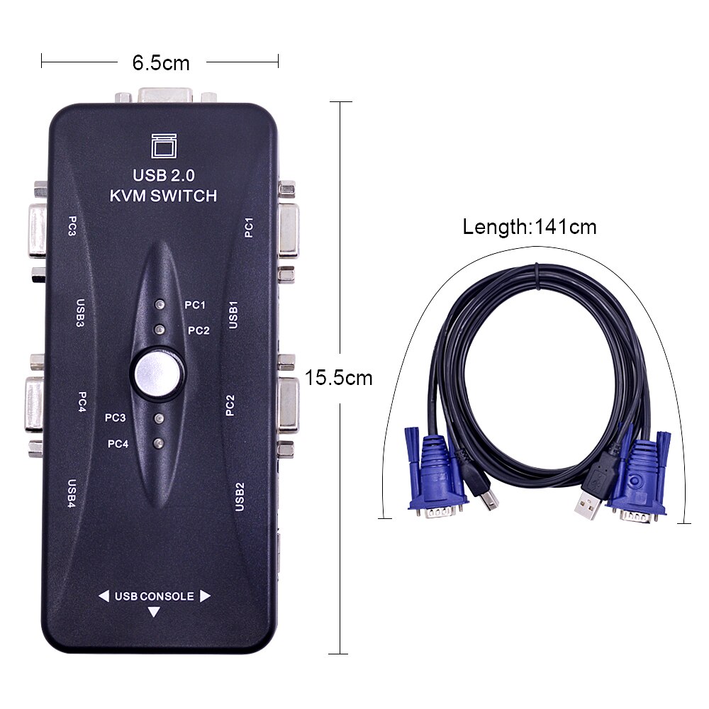 CHIPAL 4 Port USB 2,0 KVM Switch Switcher 1920*144... – Vicedeal