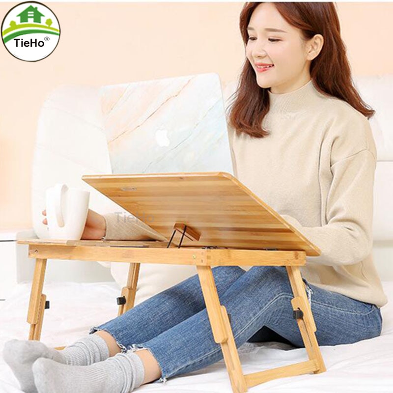 Adjustable Bamboo Notebook Table Lazy Bed Folding ... – Vicedeal