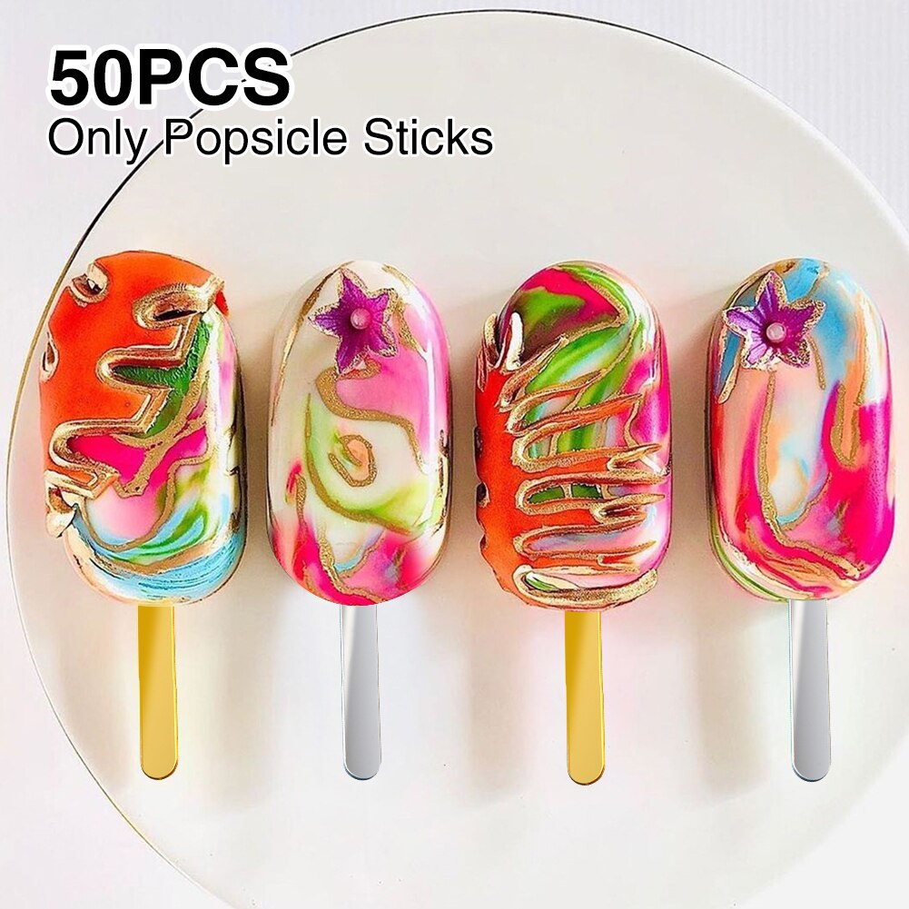 50pcs/pack Smooth Ice Cream Popsicle Sticks Mirror... – Grandado