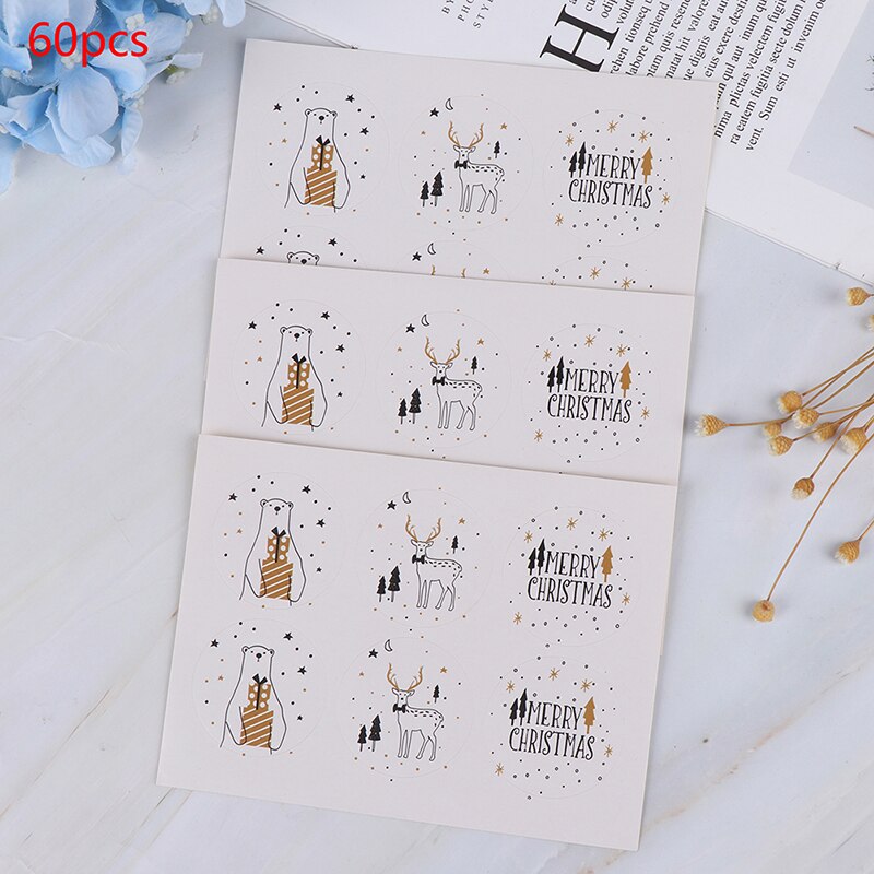 60Pcs Merry Christmas Golden Bear Deer Packaging S... – Grandado