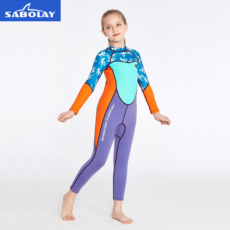 Girl Neoprene Long Sleeves Wetsuit Kids Swimwears ... – Grandado