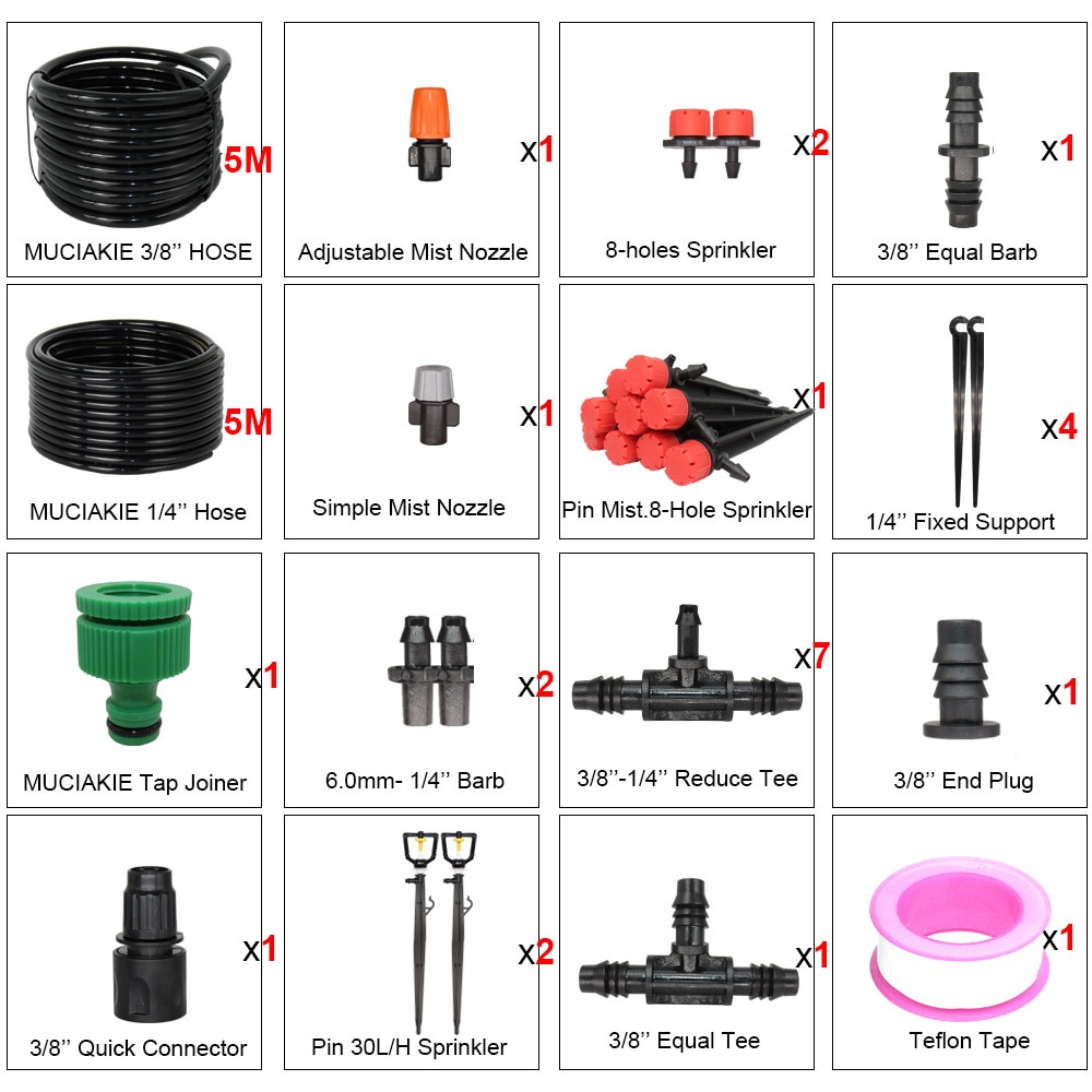 MUCIAKIE 3/8'' Main Line Garden Irrigation Kits 1/... – Grandado