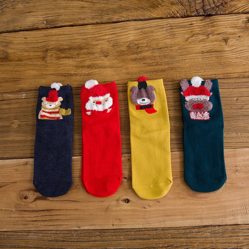 4Pair Mixed Colors Christmas Socks Colored Cotton ... – Vicedeal