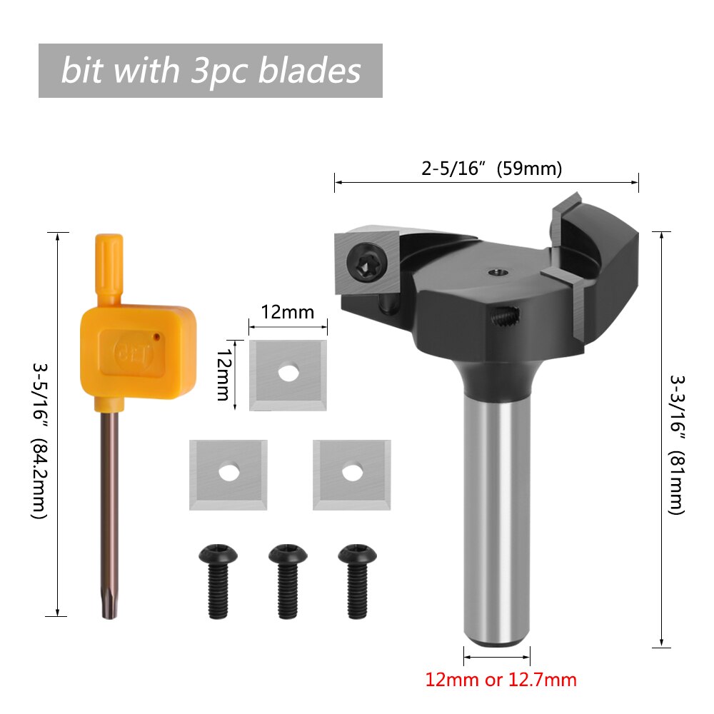 12mm 1/2 Shank Replaceable blade Planing Bit Face ... – Grandado