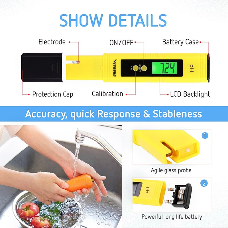 Portable PH Meter Pen Digital LCD Testing Water Pu... – Grandado