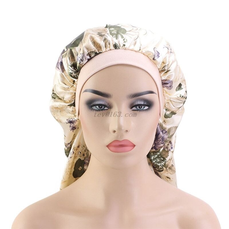 Women Extra Long Satin Bonnet Sleep Cap Colorful F... – Grandado