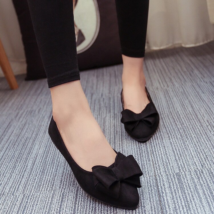 Pointed Toe Flats Woman Ballet Flats Bowtie Slip o... – Grandado