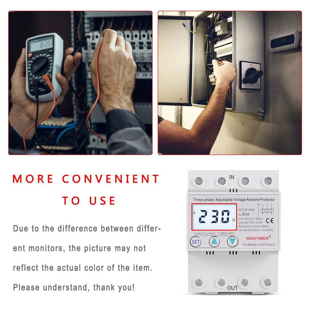 Din Rail 3 Phase Voltage Relay 380V Voltmeter Amme... – Vicedeal