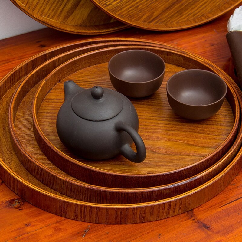 Natuurlijke Houten Ronde Plaat Thee Fruit Eten Bak... – Vicedeal