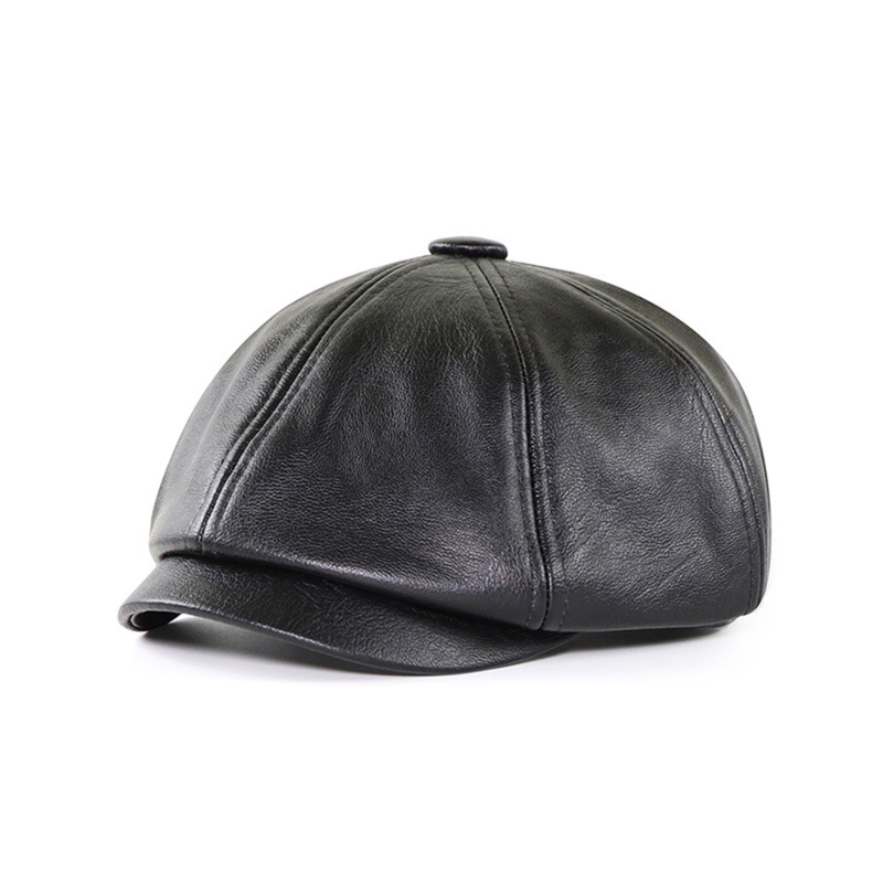 PU Newsboy Caps Men Faux Leather Octagonal Hat Mal... – Vicedeal