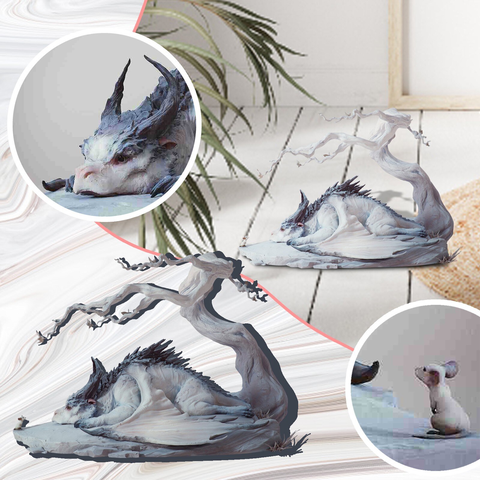 Large Climbing Dragon Guarding Garden Sculpture Dr... – Grandado