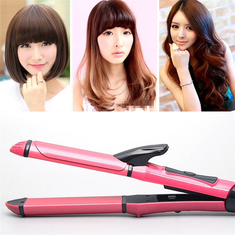2 in 1 Pink Electric Straightening Iron & Curling ... – Grandado