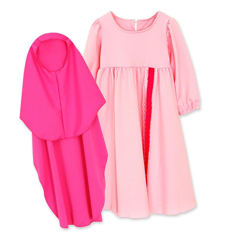 2 Pieces Set Muslim Girls Princess Dress Kids Abay... – Grandado