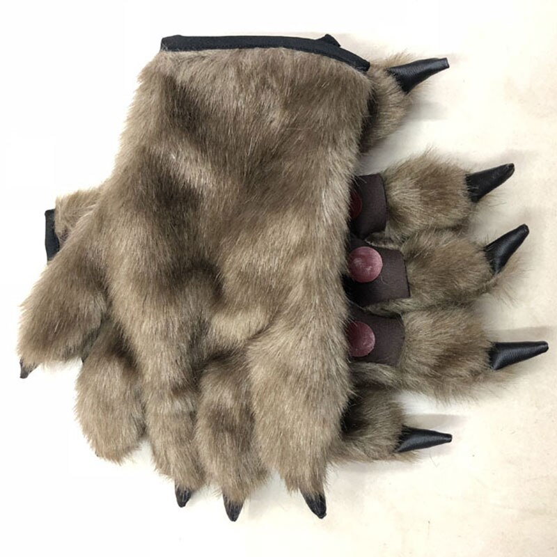 Women Wolf Plush Cat Paw Claw Gloves Winter Faux F... – Grandado