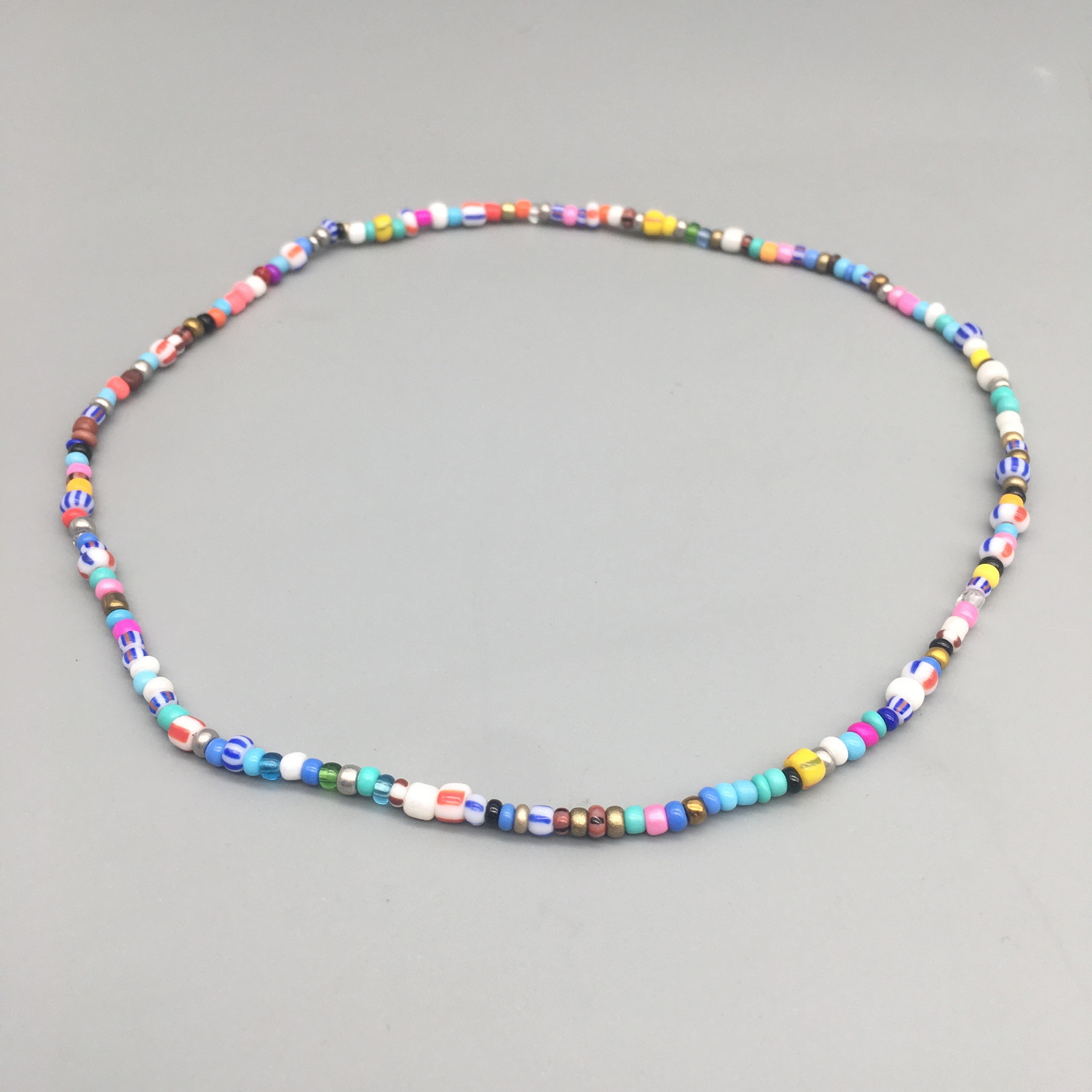 Coloured Glaze Beads Necklace Elastic Thread Seed ... – Grandado