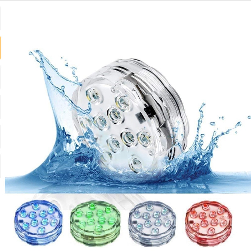 10 Led Remote Controlled RGB Submersible Light Bat... – Grandado