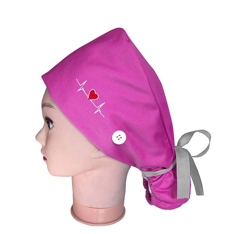 Scrub Nurse Hat With Buttons Heartbeat Surgery Hat... – Grandado