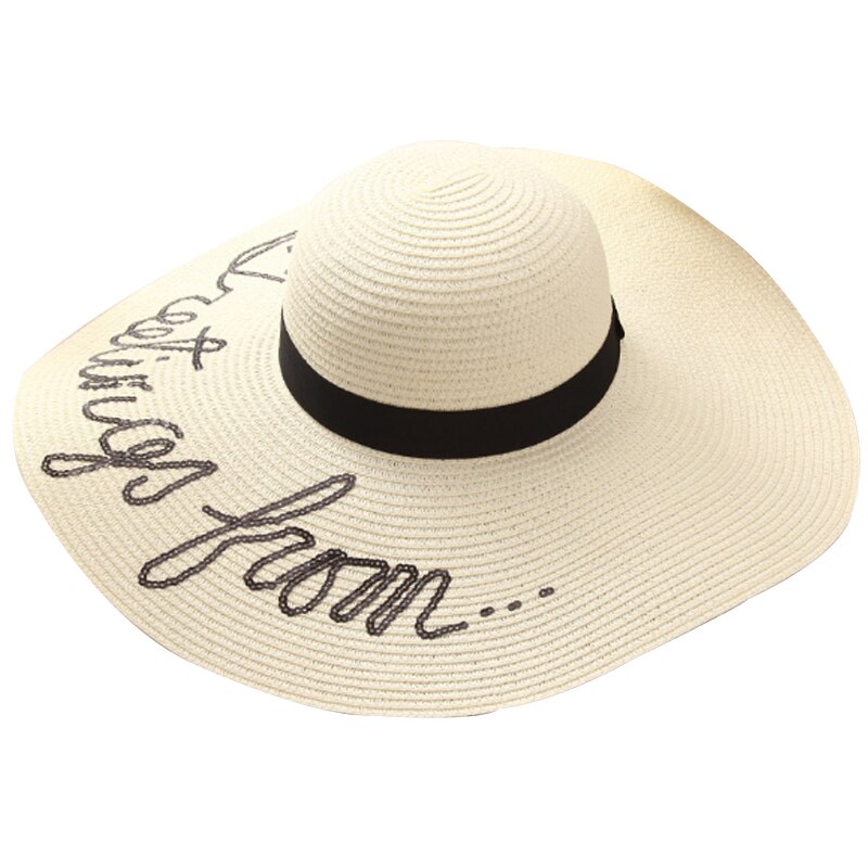 Stråhat kvindelig sandstrandhat havet er forhindre... – Vicedeal