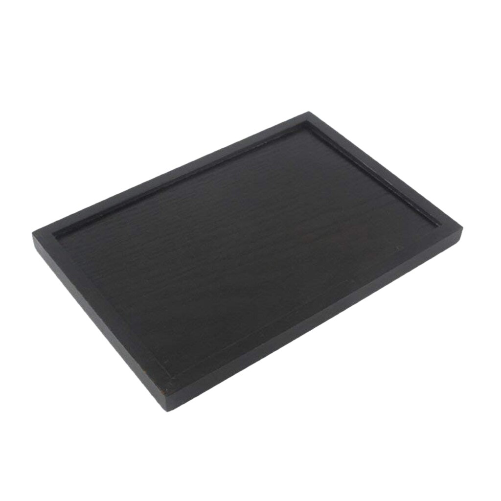 Wooden serving tray tea dishes plate- Black – Grandado