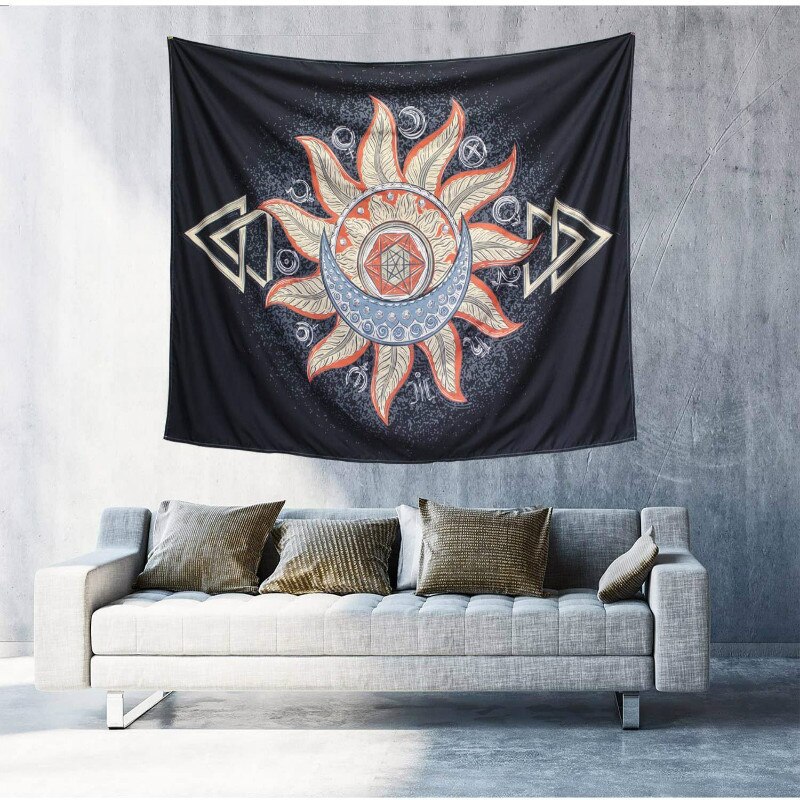 Moon Sun Tapestry Wall Hanging Tapestries Gold and... – Grandado