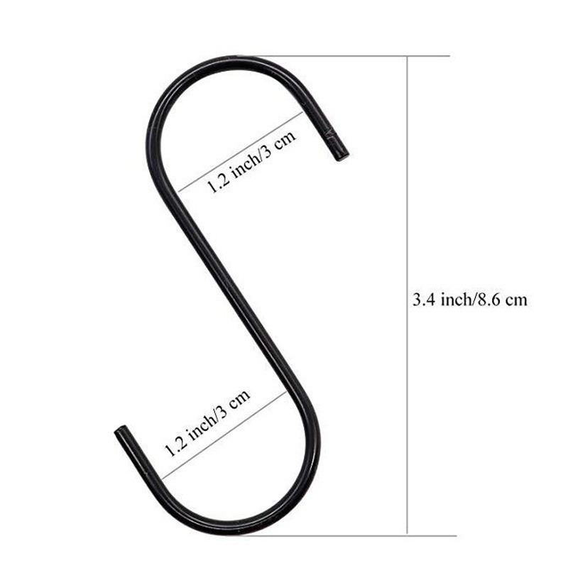 3pcs Black Round Heavy-Duty S Shaped Hooks Kitchen... – Grandado