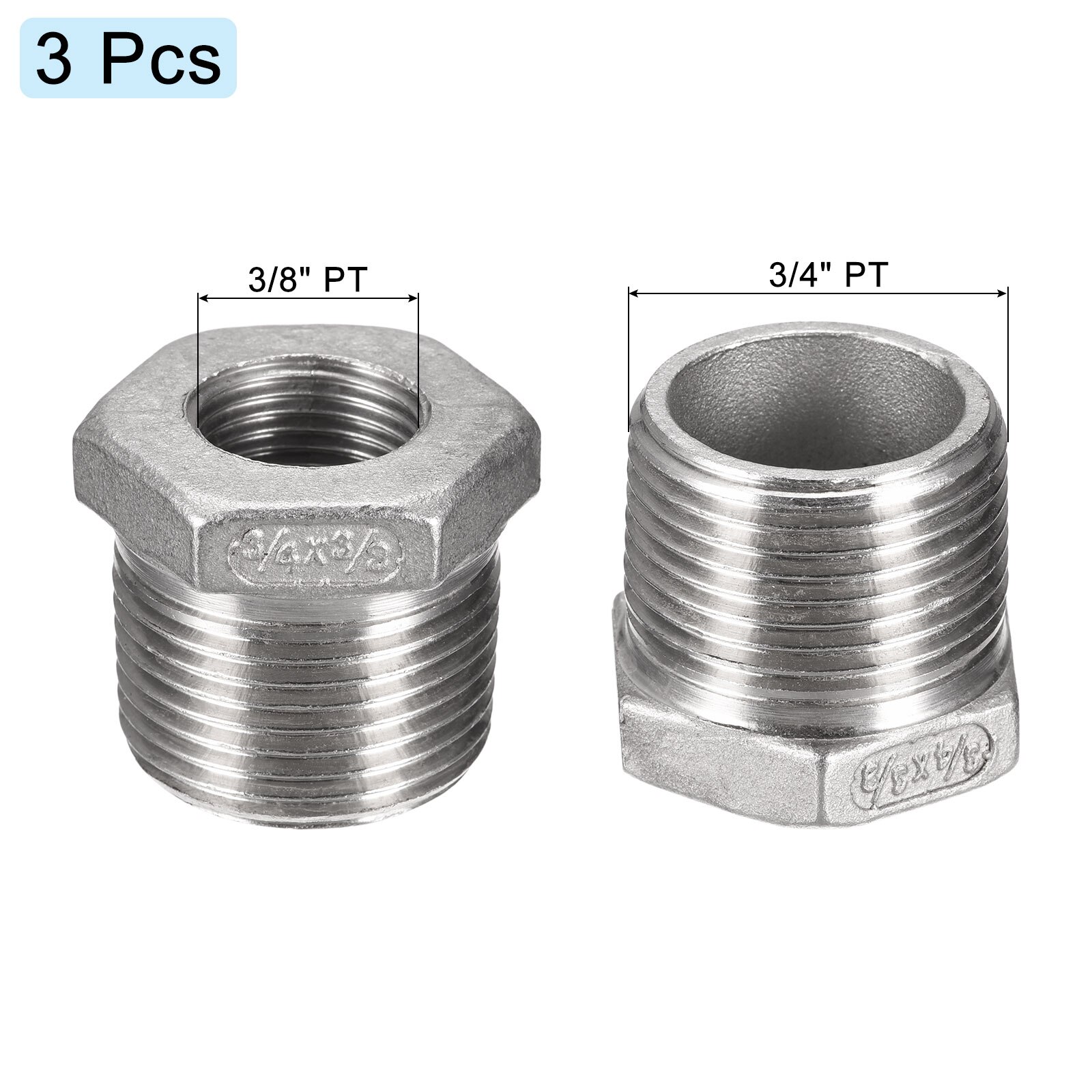 Uxcell Hex Verminderen Bus, 3/4 Pt Man 3/8 Pt Vrou... – Vicedeal