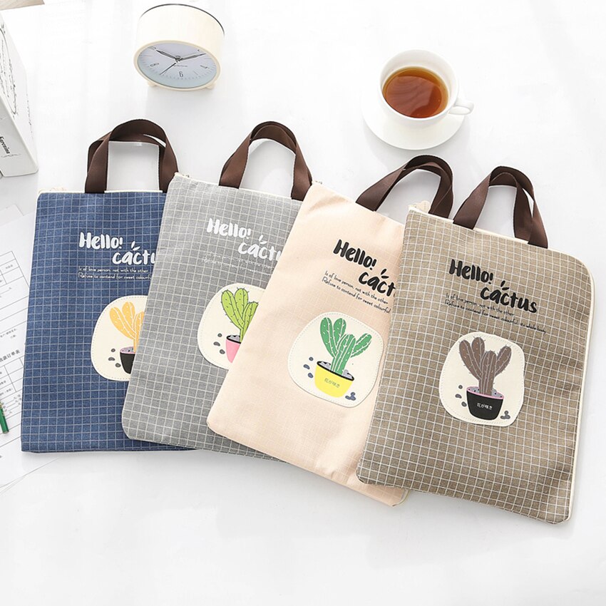 Cute File Folder Bag Zipper Canvas Handbag Student... – Vicedeal
