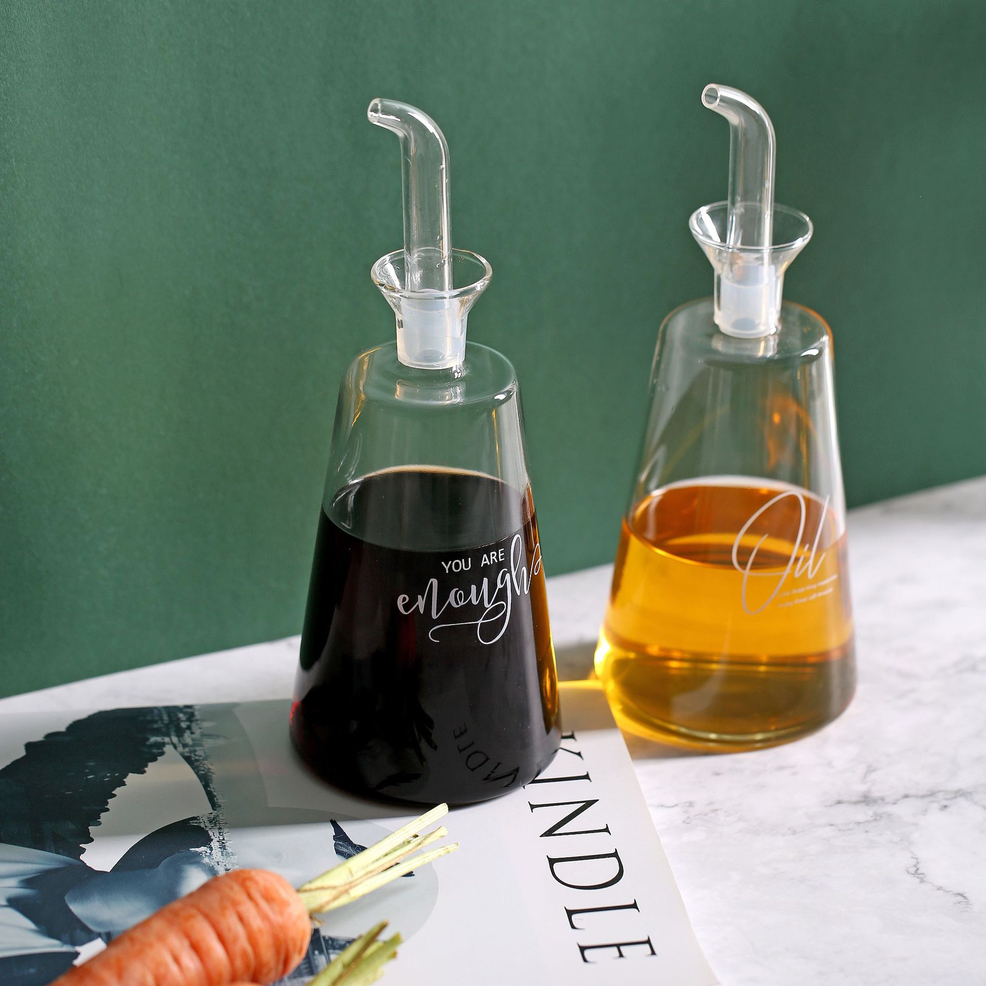 Nordic style simple glass oil pot kitchen seasonin... – Grandado