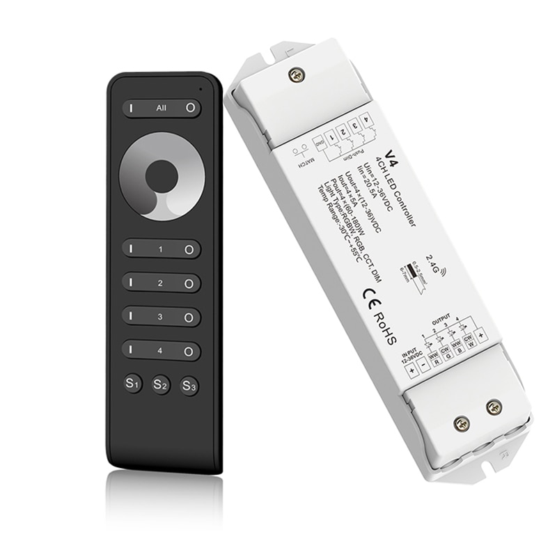 Led Strip Dimmer 12V Input 4x5A 20A Uitgang Ontvan... – Vicedeal