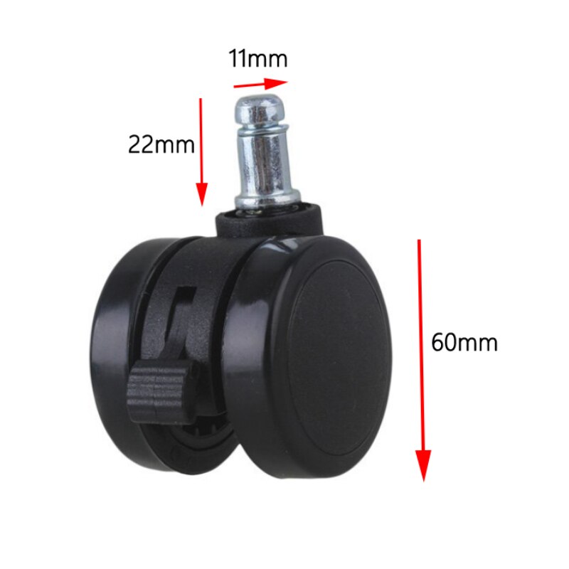 5pcs 50mm/60mm Dia Black Metal PU Office Wheel Cha... – Grandado