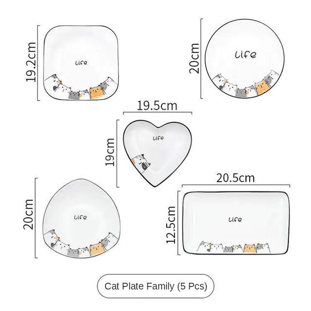 Cute Ceramic Plate Household Plate Cat Tableware C... – Grandado