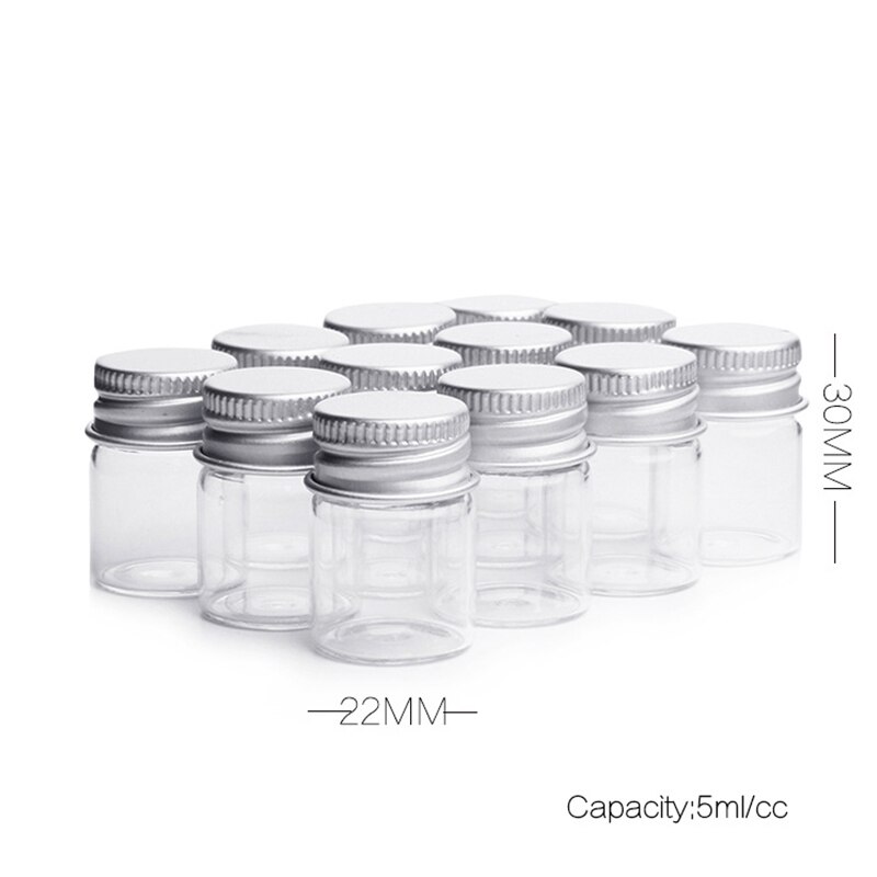5Pcs Small Glass Jars Silver Screw Cap storage min... – Grandado