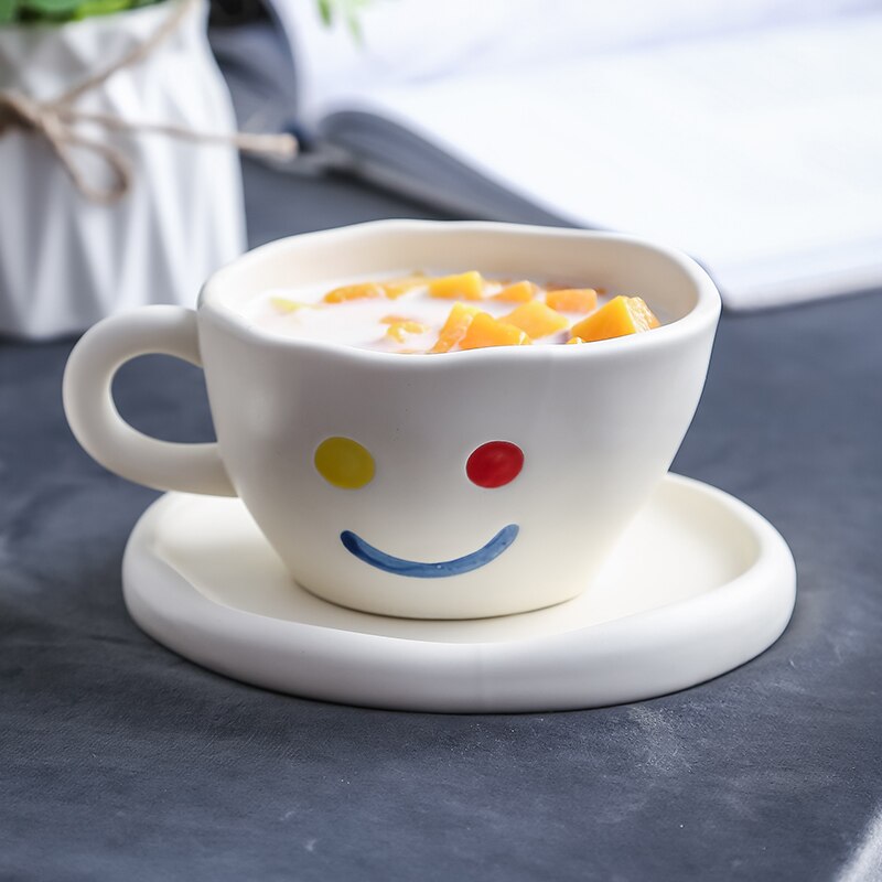 White Ceramic Coffee Cup and Saucer Set Small Mini... – Vicedeal