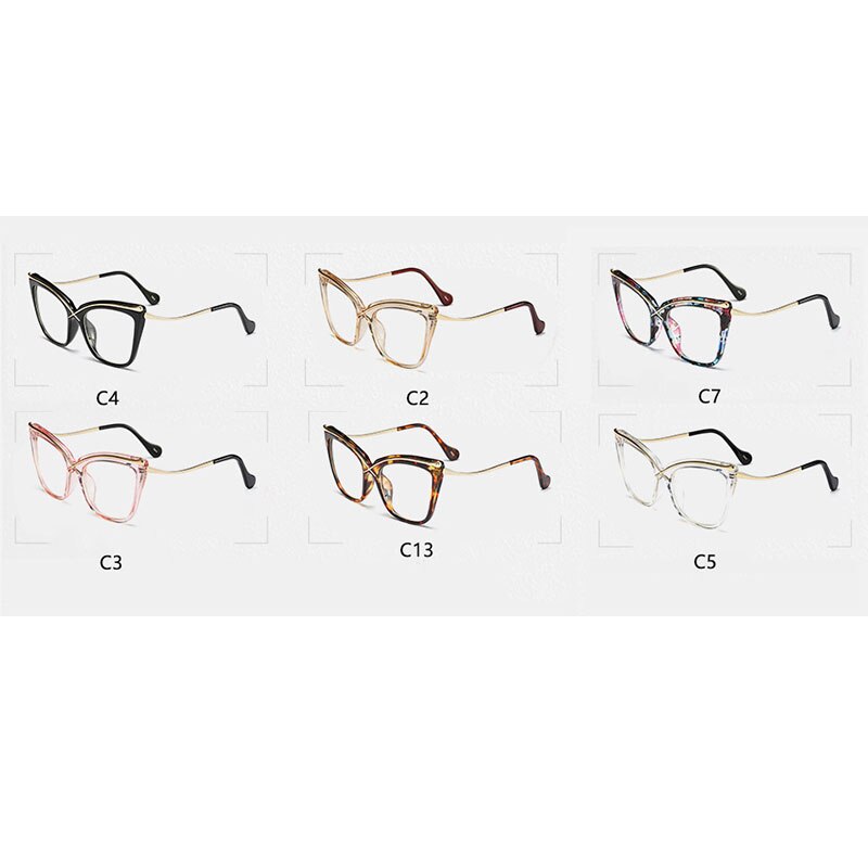 Transparent Cat Eye Frames Oversize Eyeglasses Lux... – Grandado