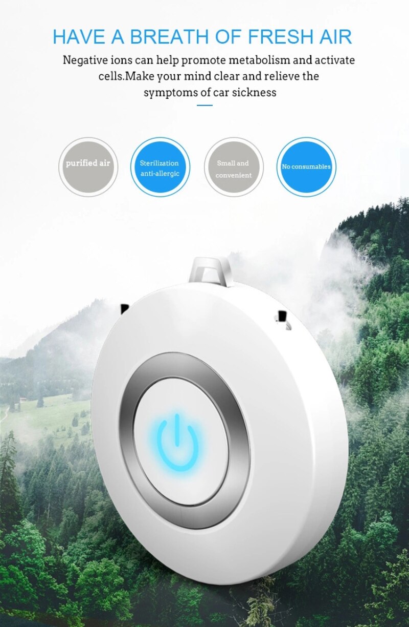 Portable Wearable Air Purifier Mini Necklace Negat... – Grandado