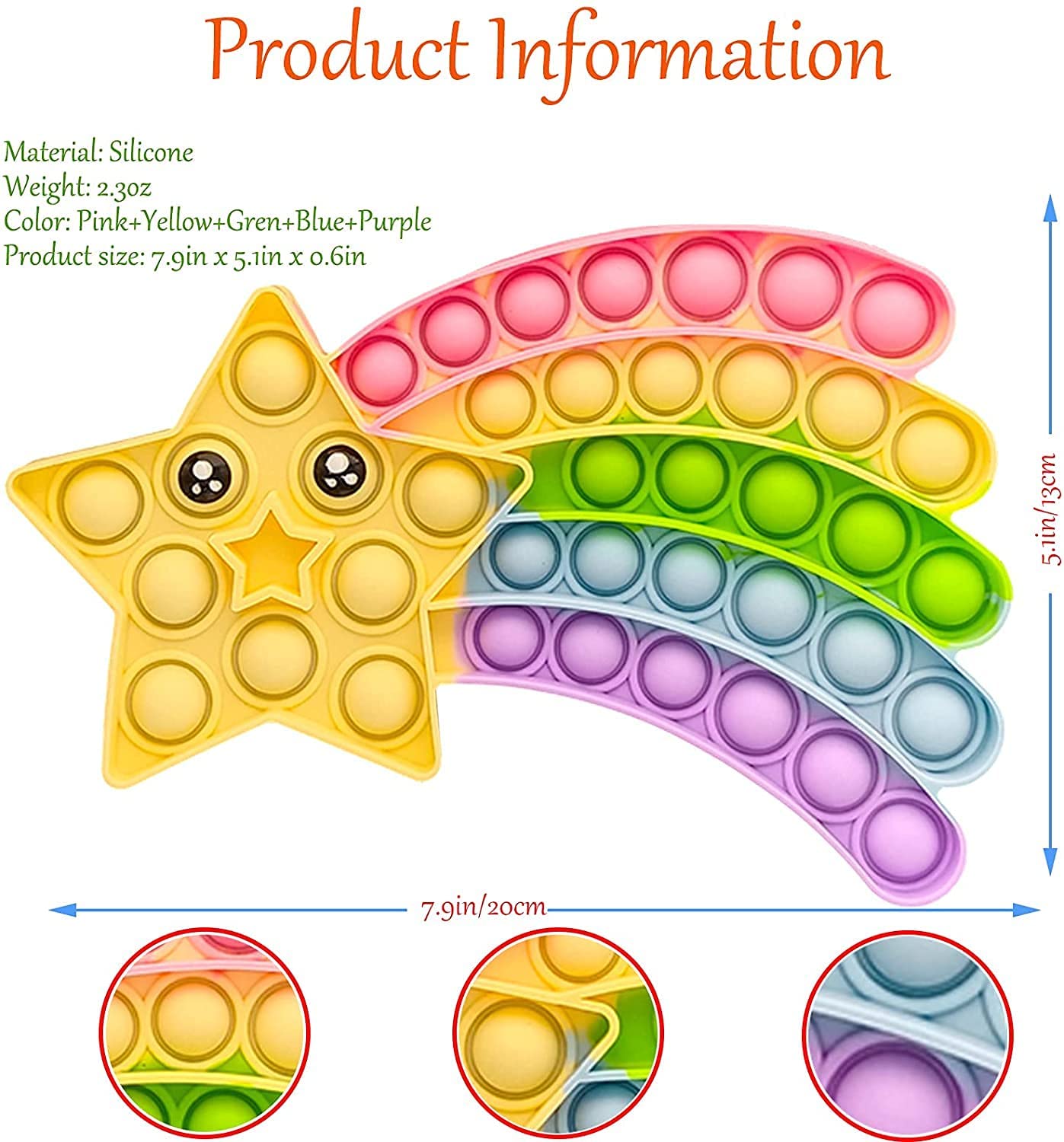 Push Popper Toy Toddlers Squeeze Star Silicone Toy... – Vicedeal