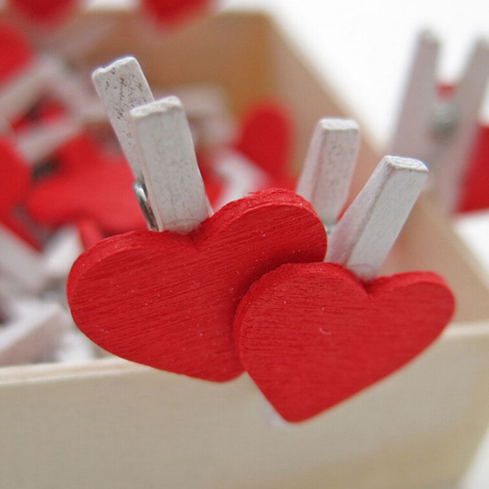 20Pcs Farbige Mini Liebe Herz Holz Wäscheklammer B... – Vicedeal