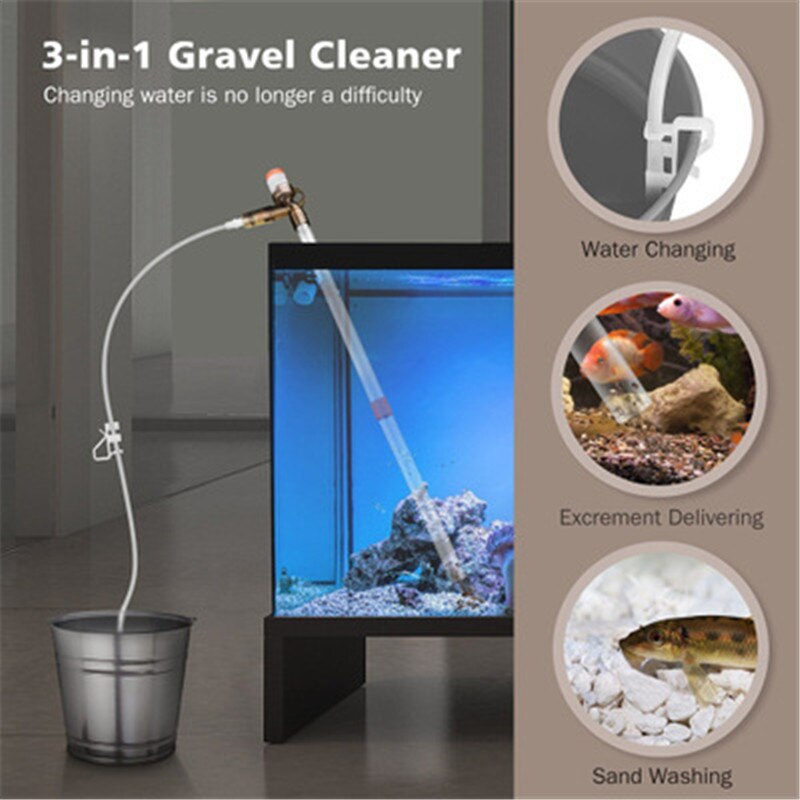 Aquarium Tank Manual Water Remove Sand Washing Siphon Suction Waste ...