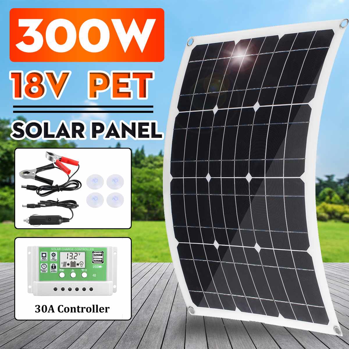 18V 300W Zonnepaneel Monokristallijn Pet Flexibele... – Vicedeal