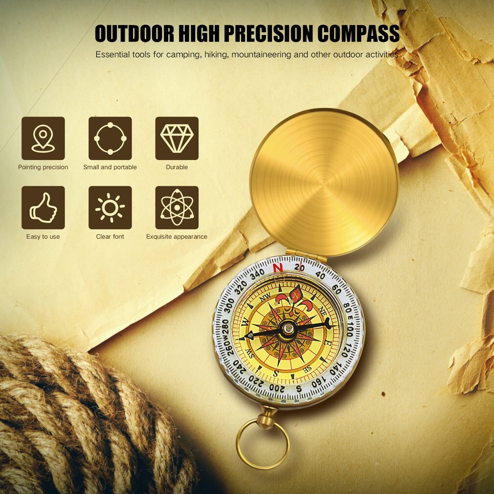 Camping Hiking Pocket Brass Golden Compass Portabl... – Grandado