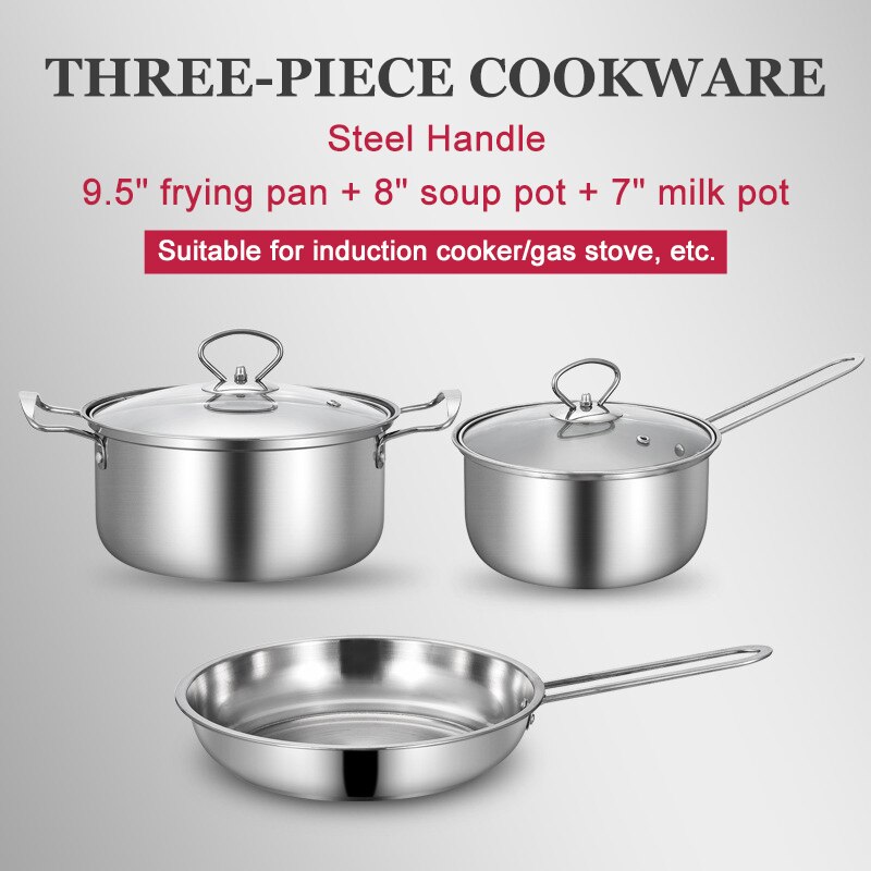 3 pcs/Set Stainless Steel Pot Hotpot Induction Coo... – Vicedeal
