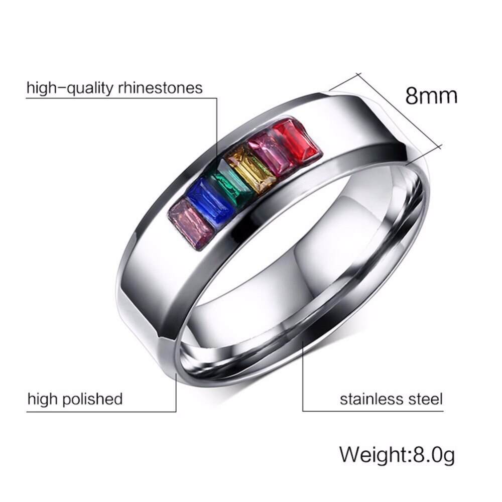Big Size Kleurrijke Rhinestone Stones LGBT Ring vo... – Vicedeal