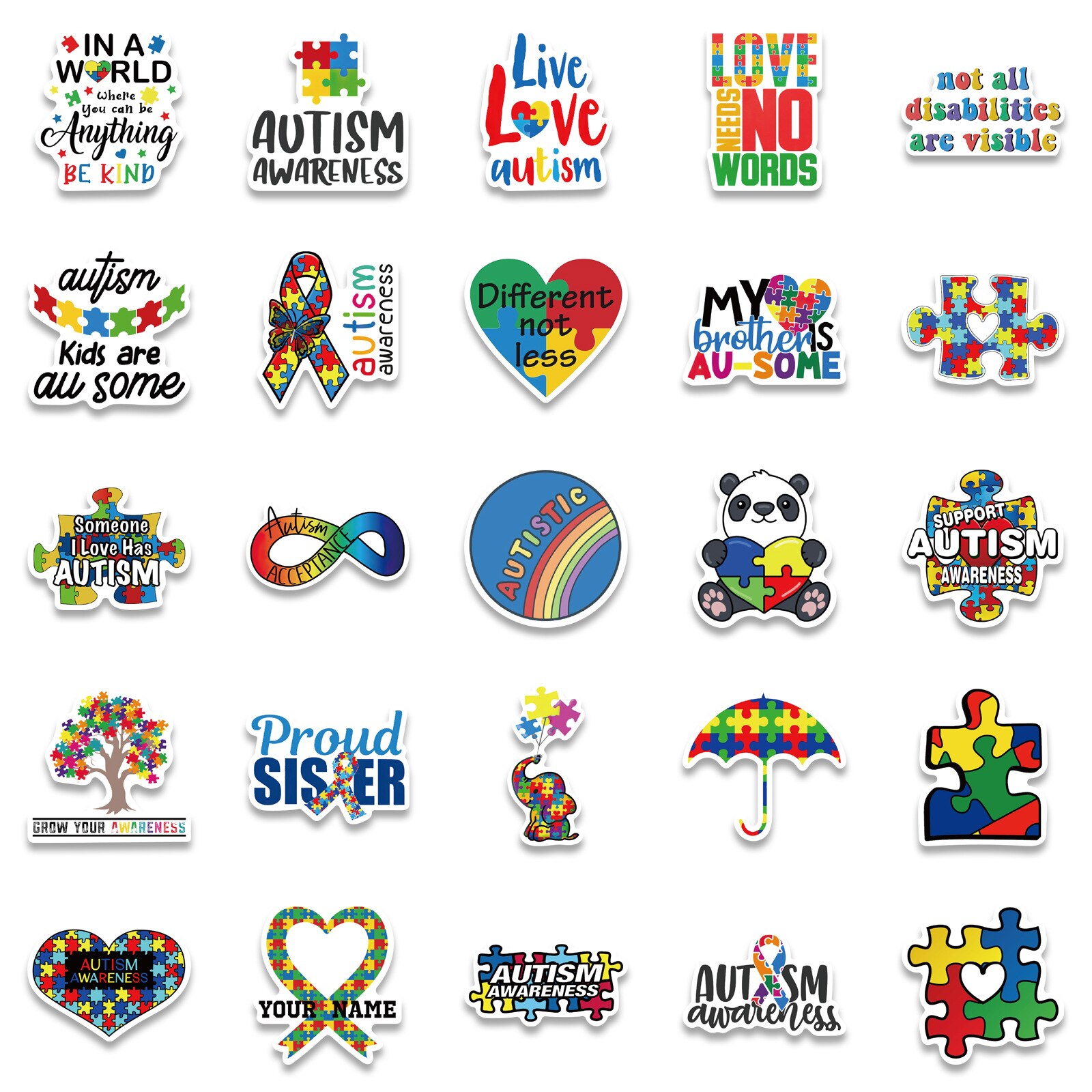 Pack of 50Pcs Autism Awareness Stickers Waterproof... – Grandado