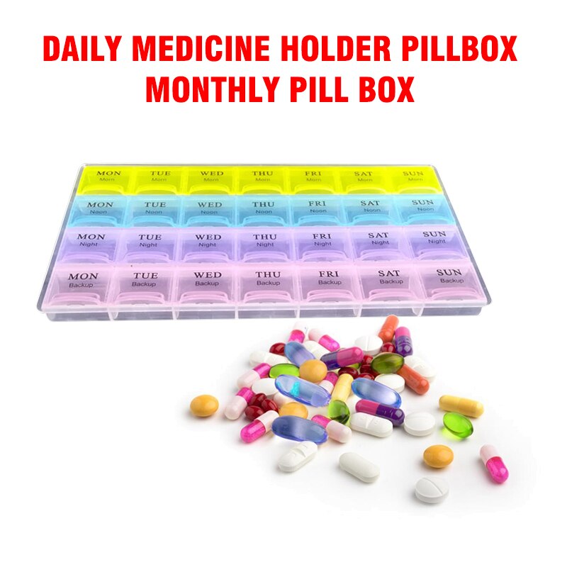28 Squares Daily Medicine Holder Pillbox Monthly P... – Vicedeal