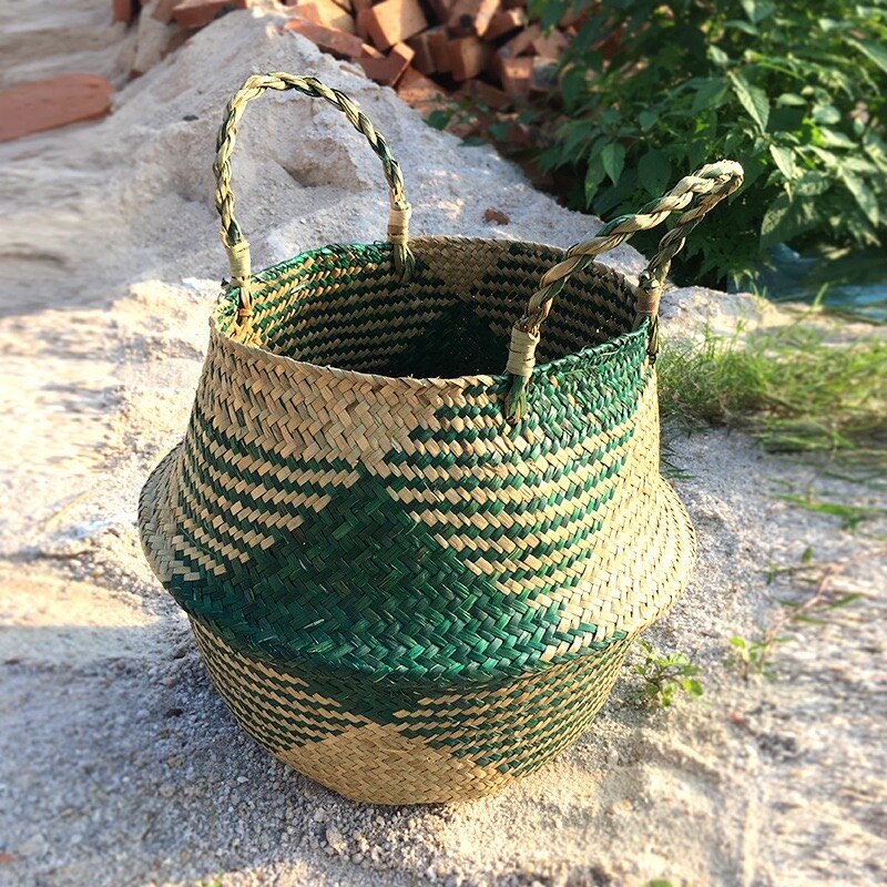 Handmade Seagrass Basket Rattan Hanging Garden Flo... – Grandado