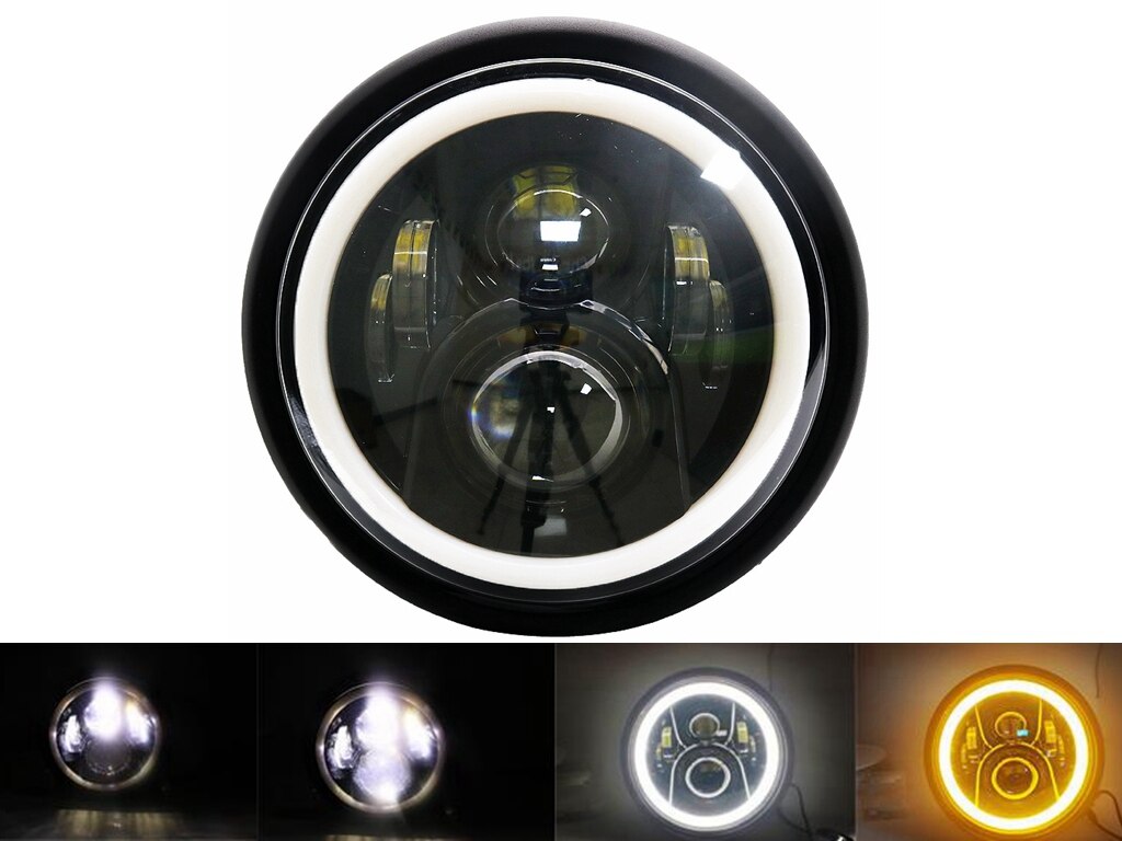 Universal- 7 zoll Cafe Rennfahrer Runde Motorrad L... – Grandado