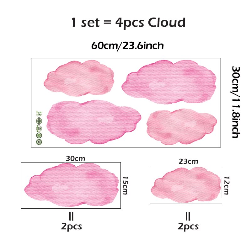 Watercolor 5pcs Pink Clouds Stars Wall Stickers fo... – Vicedeal